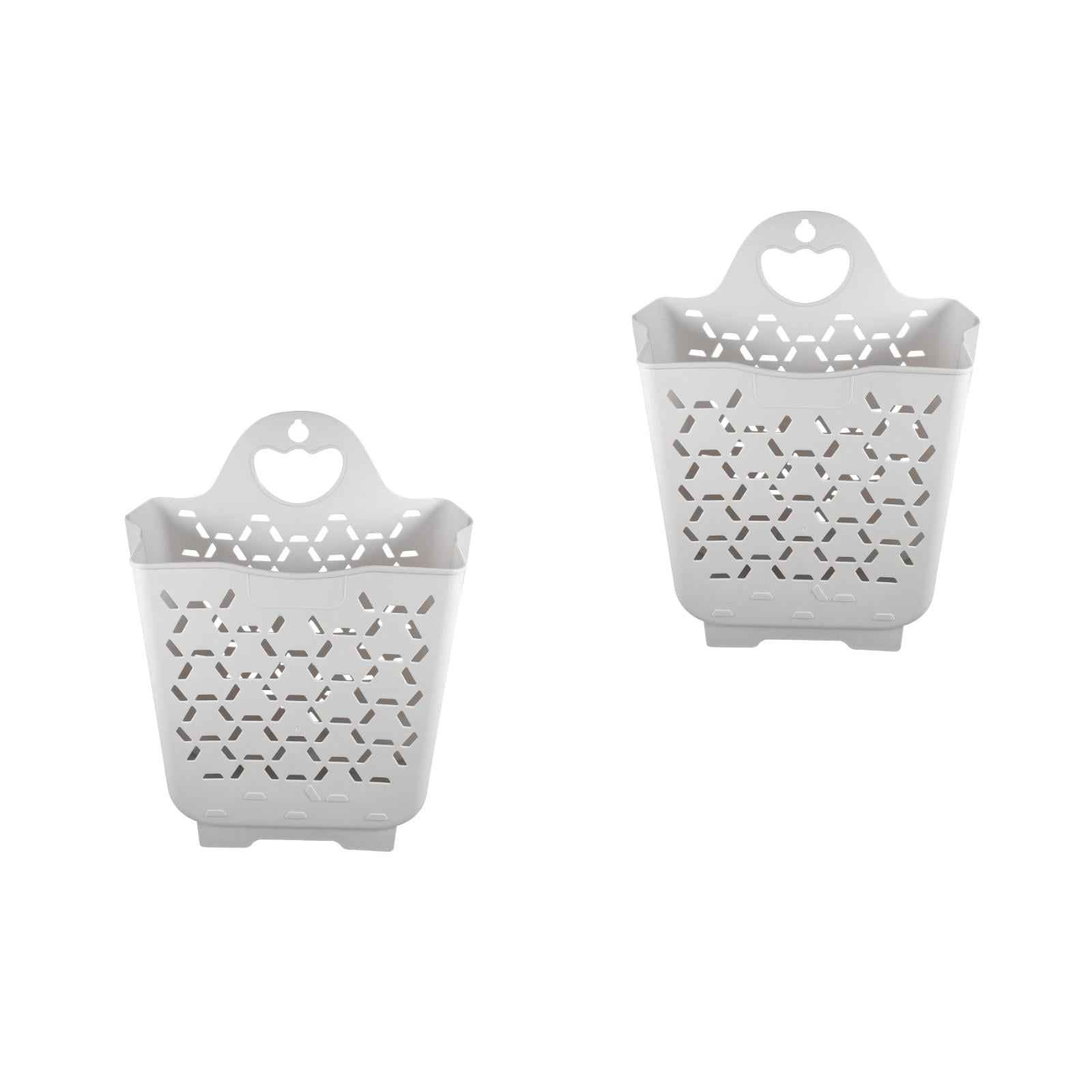 Set of 2 Collapsable Washing Basket Collapsible Plastic Laundry Baskets ...