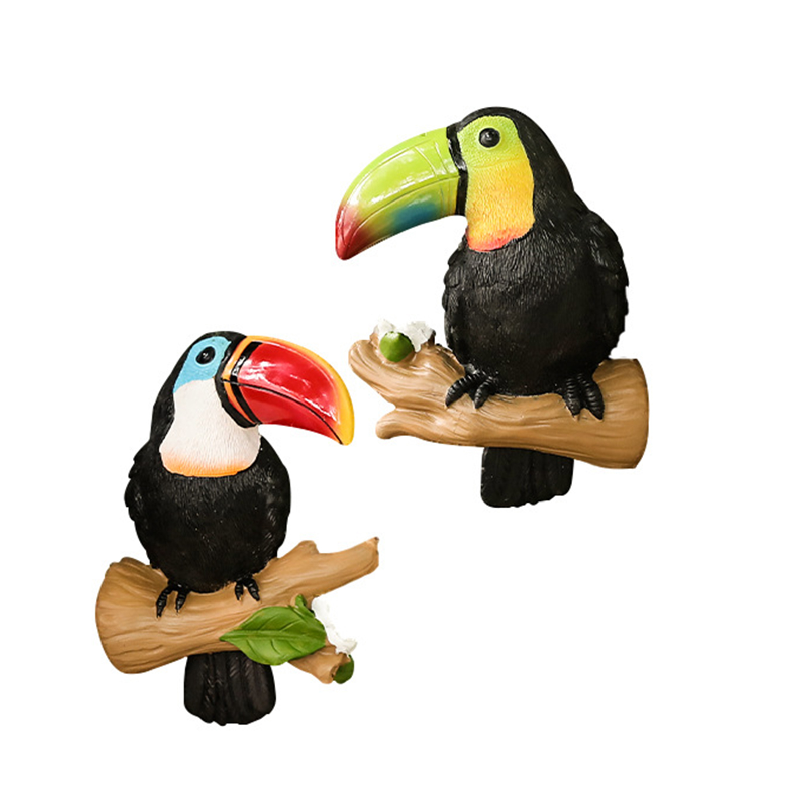 Set of 2 Colorful Parrot Figurines Resin Bird Statues for Balcony and ...