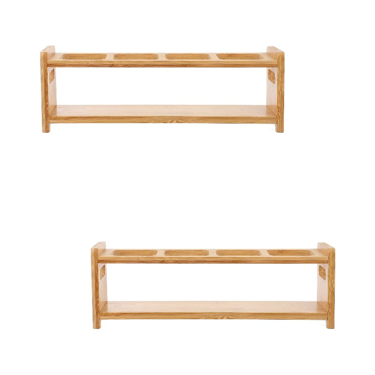 STRANDCHIC Light Brown Wood Seasoning Bottle Shelf 2-Pack Rectangular ...