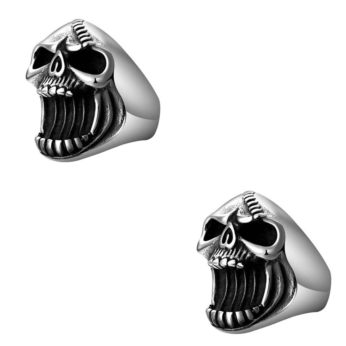 Set of 2 Corkscrew Ring Rings for Men Wine Opener Finger Jewelry Skull ...