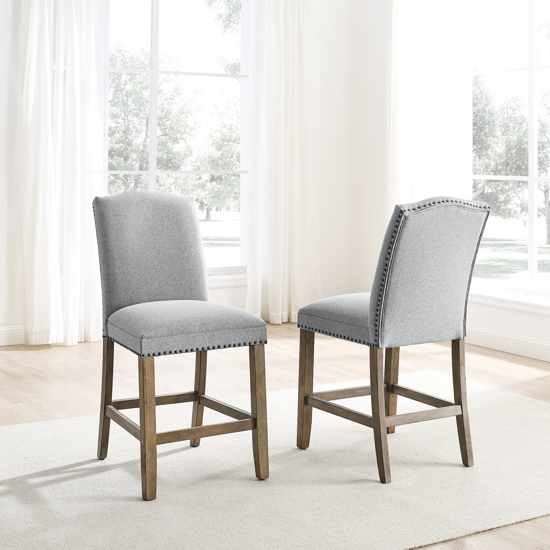 Set of 2 Counter Chairs | Comfort at Bar or Kitchen Table | Wood with ...