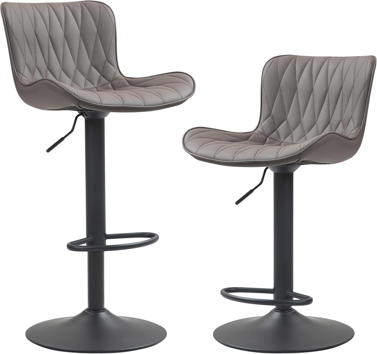 Set of 2 Counter Height Swivel Bar Stools with Footrest and L Shape ...