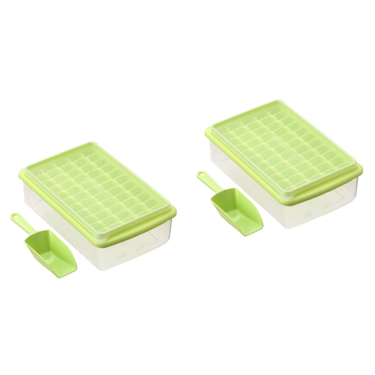 Set of 2 Crisper Ice Tray Cube Maker Machine Plastic 55-grid Mold ...