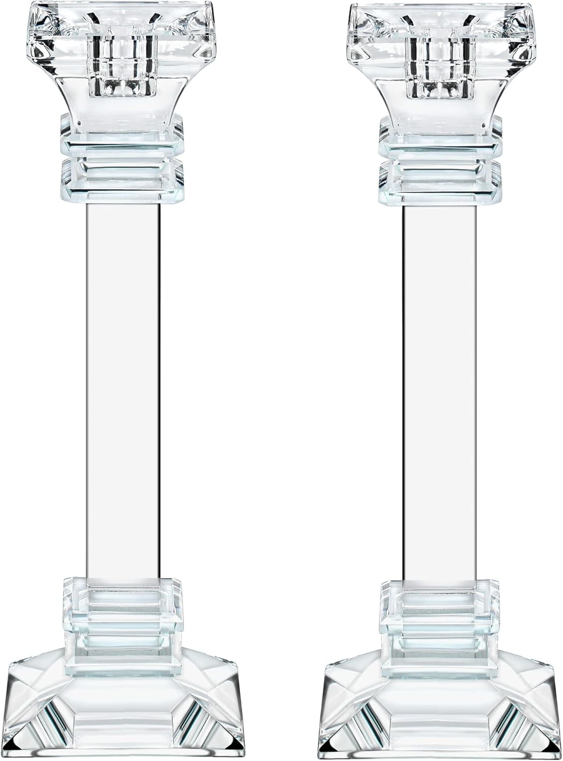 Set of 2 Crystal Candle Holders - 9.2" Tall Crystal Candlestick Holders ...