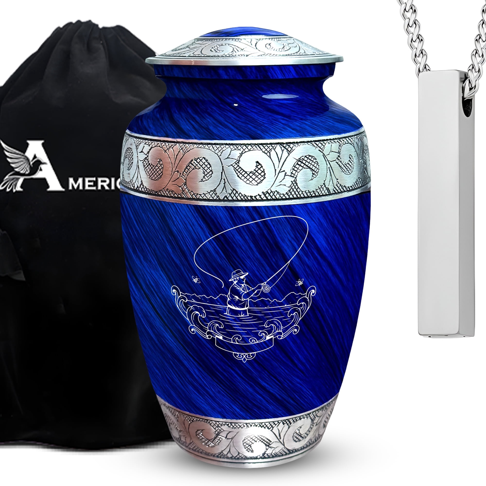 Set of 2 Custom Engraved Fishing Decorative Cremation Urns for Ashes ...