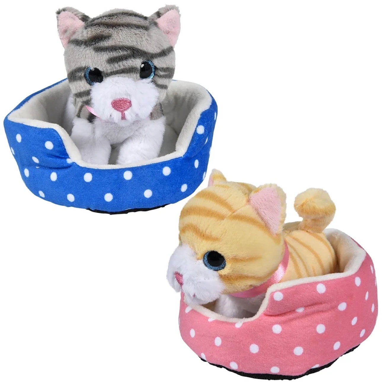Set of 2 Cute Cat Pet in Bed Stuffed Animal Plush Toy - Adorable ...