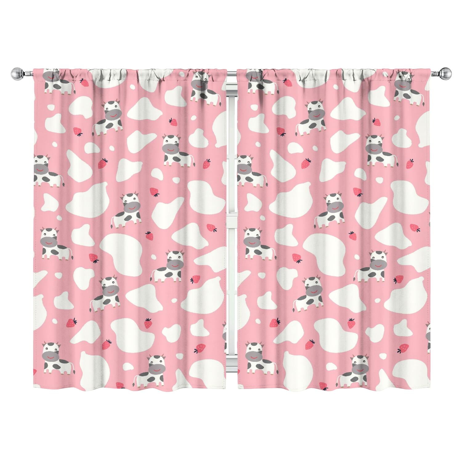 Set of 2 Cute Cow Pattern Kitchen Curtains - Black and White Highland ...