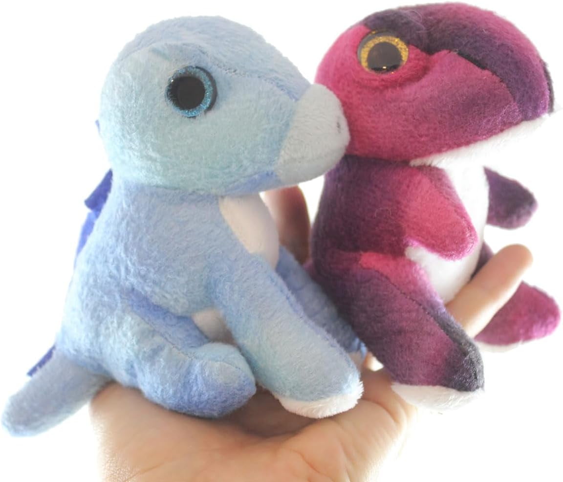 Set of 2 Cute Mini Plush Dinosaurs - Brachiosaurus and Tyrannosaurus ...