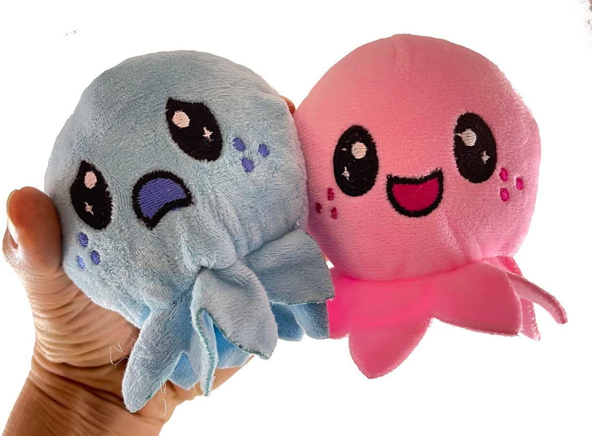 Reversible Mood Plushie - Set of 2 Octopus Animal Stuffed Toy, Happy ...