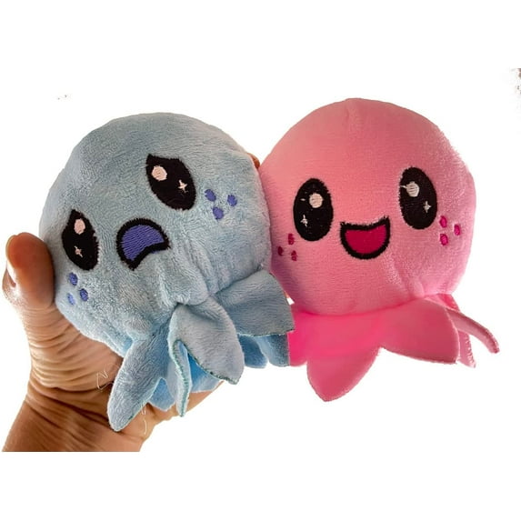 Reversible Mood Plushie - Set of 2 Octopus Animal Stuffed Toy, Happy ...