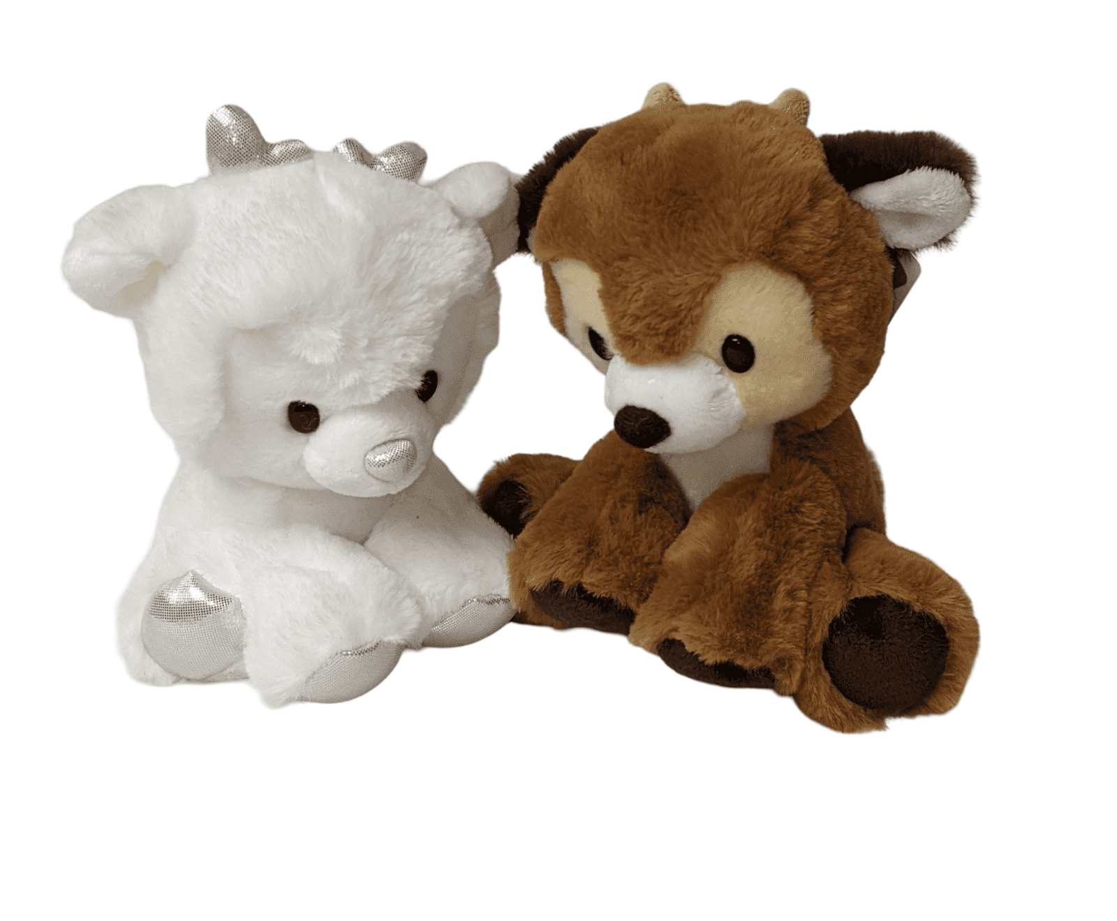 Set of 2 DASHING REINDEER White & Brown 8" Holiday Stuffed Animal Plush ...