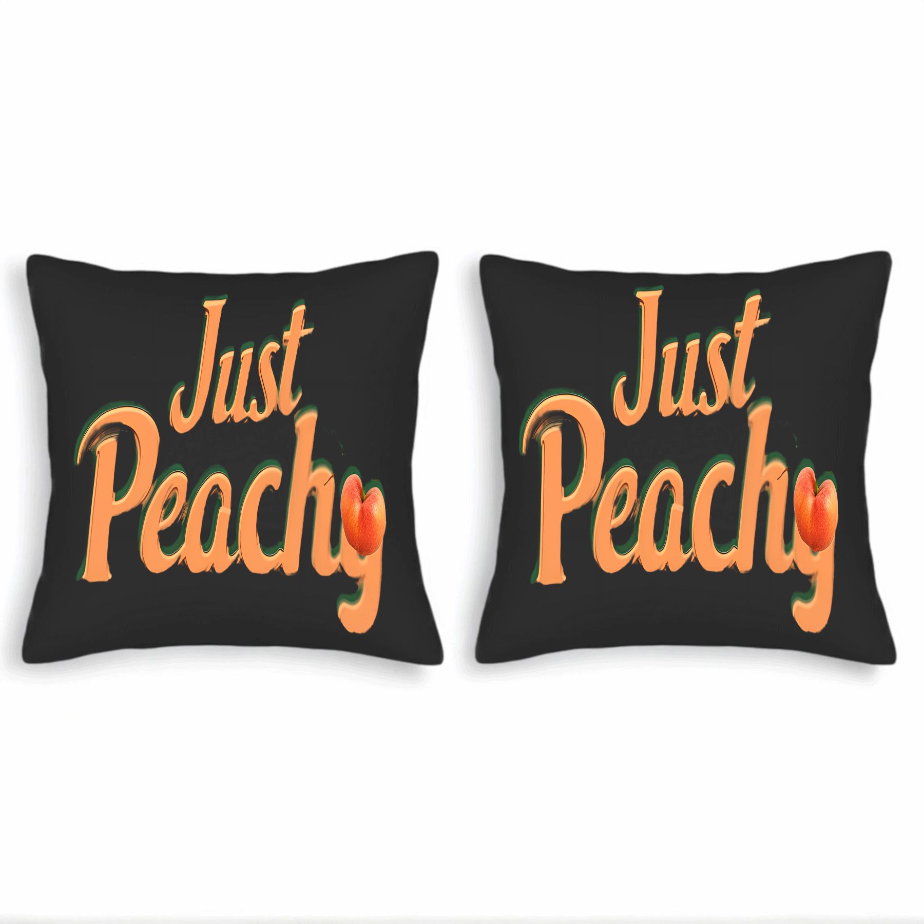 Set of 2 Decorative Throw Pillow Covers 18x18in - Black Background with ...