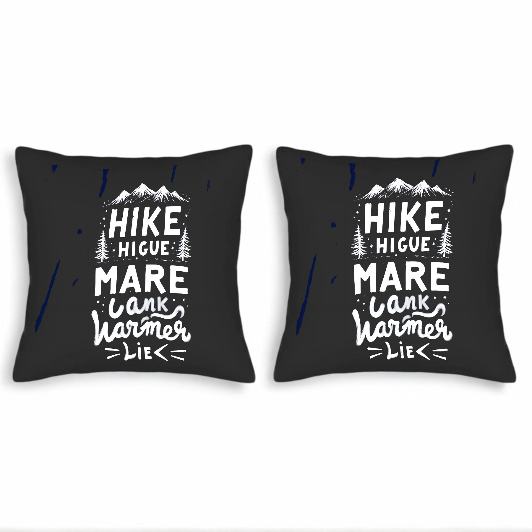 Set of 2 Decorative Throw Pillow Covers 18x18in - Black with Peaks ...