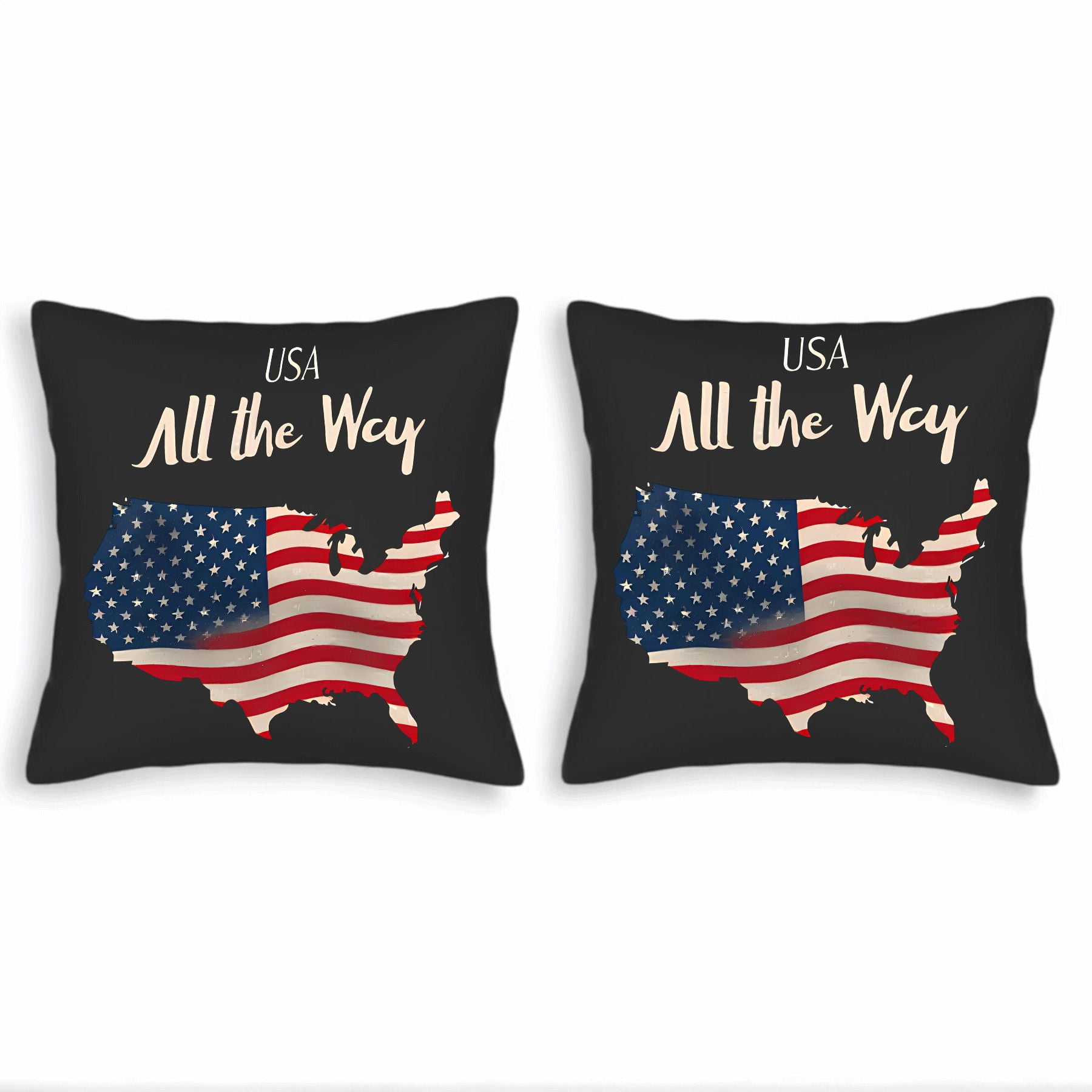 Set of 2 Decorative Throw Pillow Covers 18x18in - USA Map Design with ...