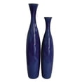 Set of 2 Deep Indigo Blue Ceramic Tall Thin Vases - Walmart.com