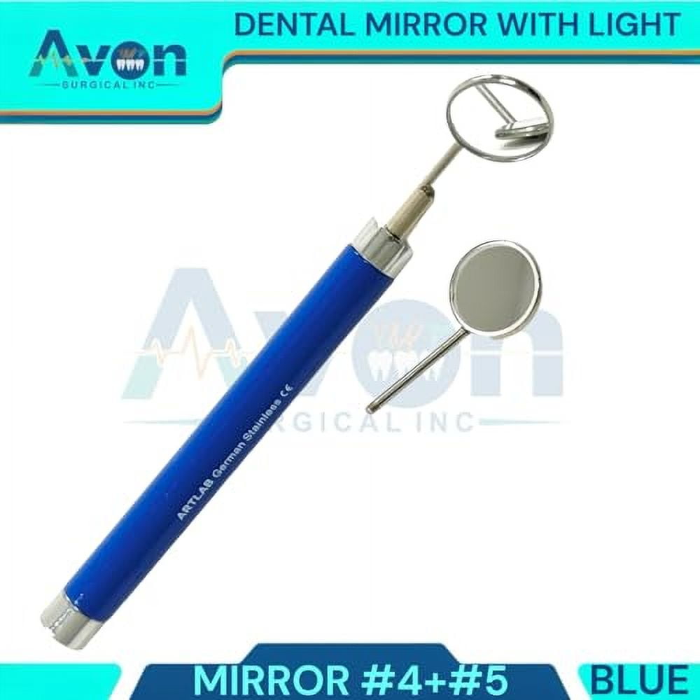 Set of 2 Dental Mouth Mirror Handles with Mirror Heads #4 + #5 - with ...