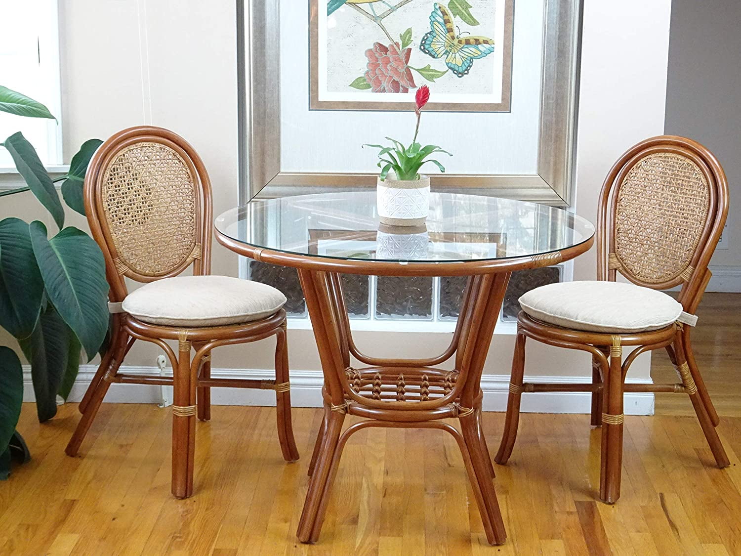 Set of 2 Denver Dining Side Chairs with Cream Cushions Handmade Design ...