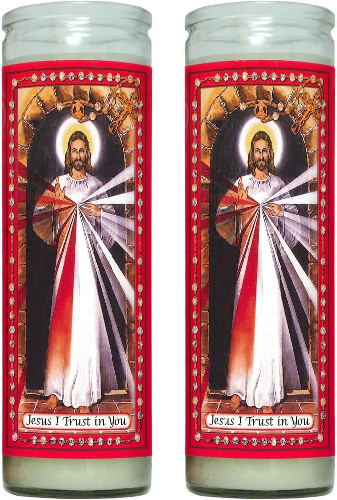 Set of 2 Divine Mercy Prayer Candles 2 Veladoras De La Divina ...