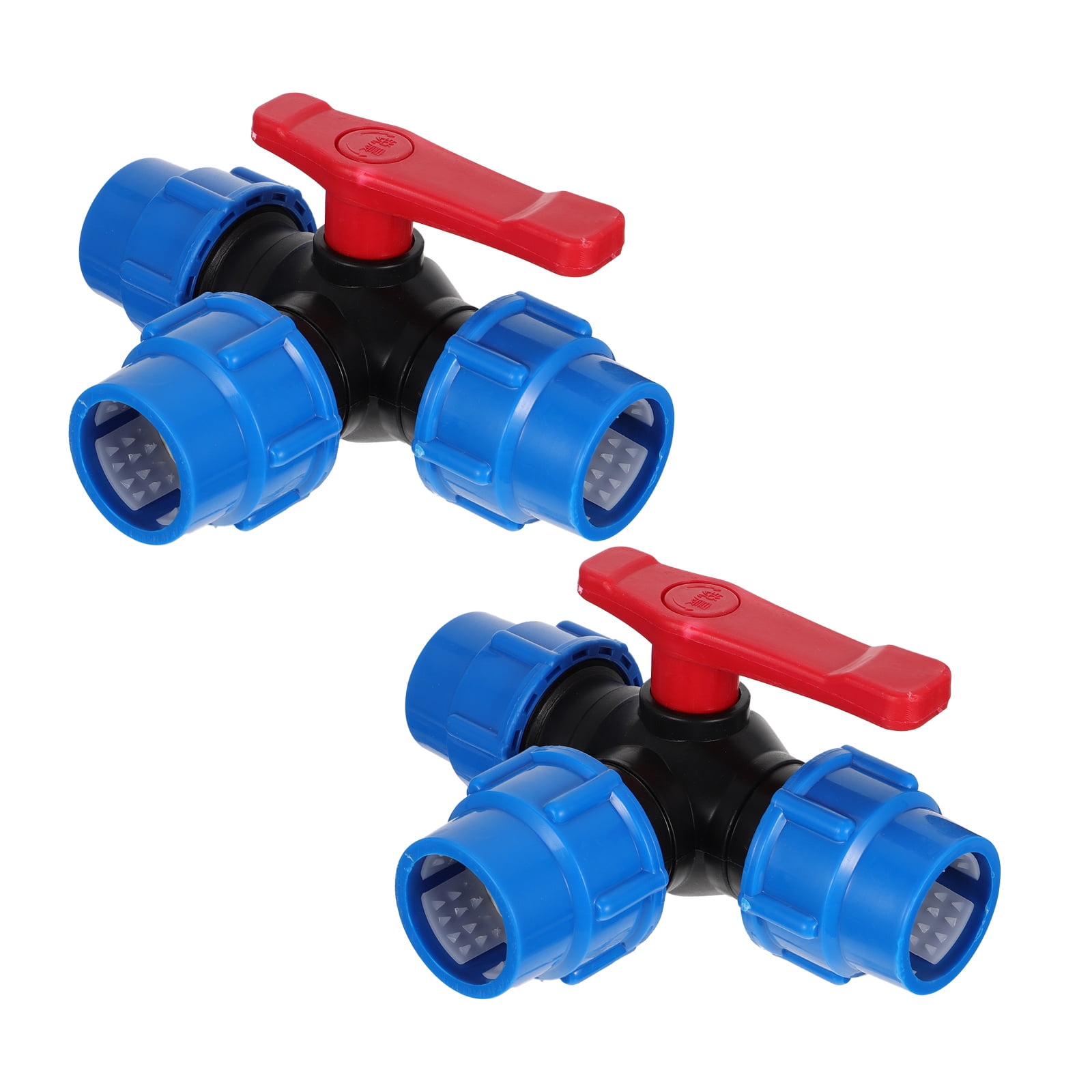 Set of 2 Dual Hose Splitter Three Way Ball Valve Irrigation Tubes ...