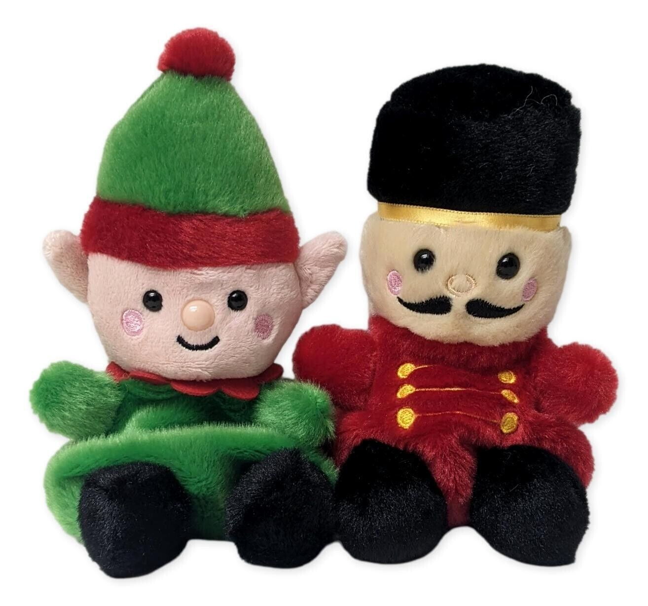 Set of 2 ELF & NUTCRACKER Christmas Palm Pals 5" Stuffed Animal Plush ...