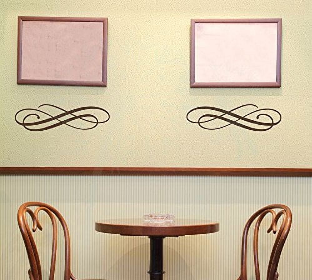 Set of 2 Elegant Swirls Vinyl Wall Decals Home Decor Removable Stickers ...