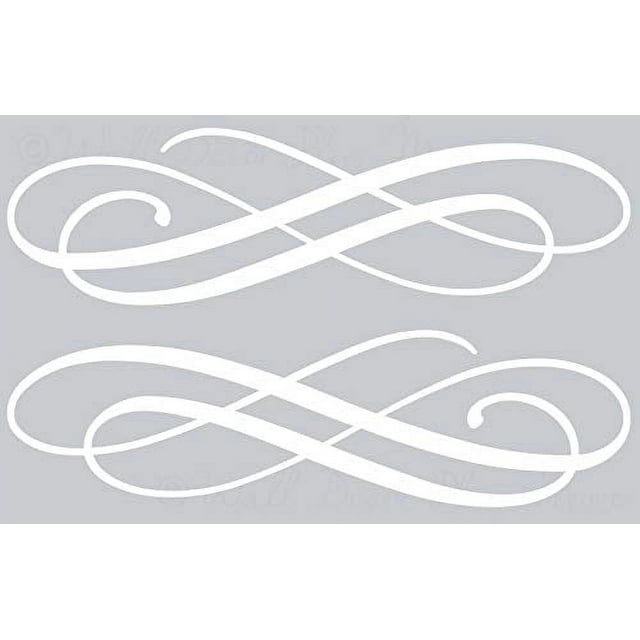 Set of 2 Elegant Swirls Vinyl Wall Decals Home Decor Stickers, 11.5x3 ...