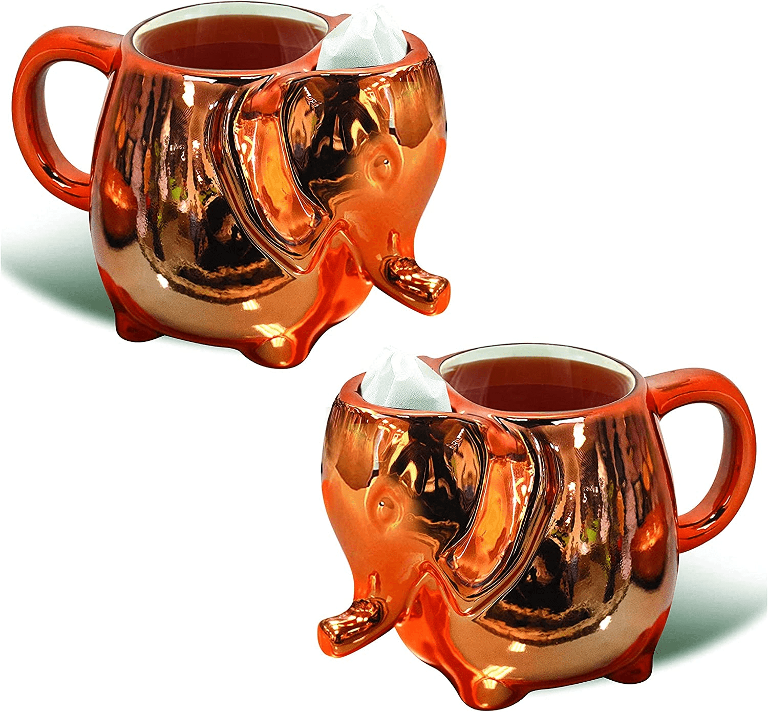 Set of 2 Elephant Mugs 15oz With A Little Pocket For Your Teabag Or For ...