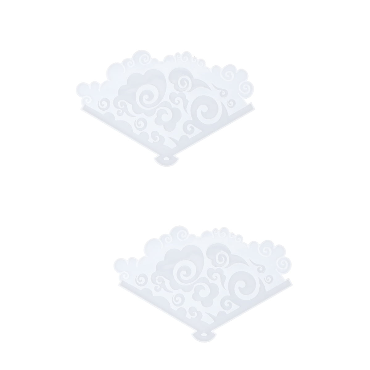 Set Of 2 Epoxy Resin Silicone Molds Crystal Decor Hand Fan Diy Supply Literature Art