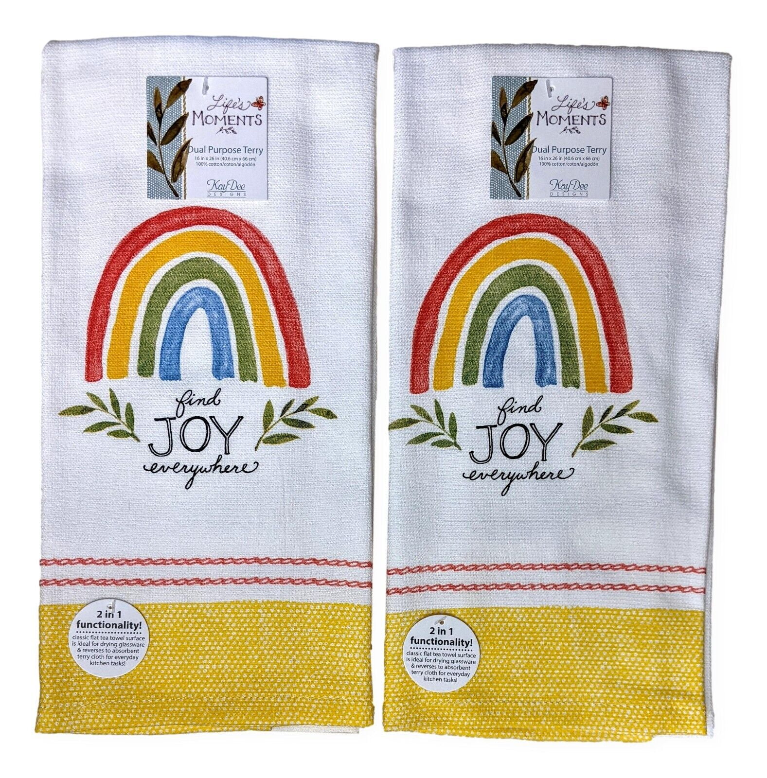 Kay Dee Designs Rainbow Terry Kitchen Towels, Dual-Purpose Set of 2 ...