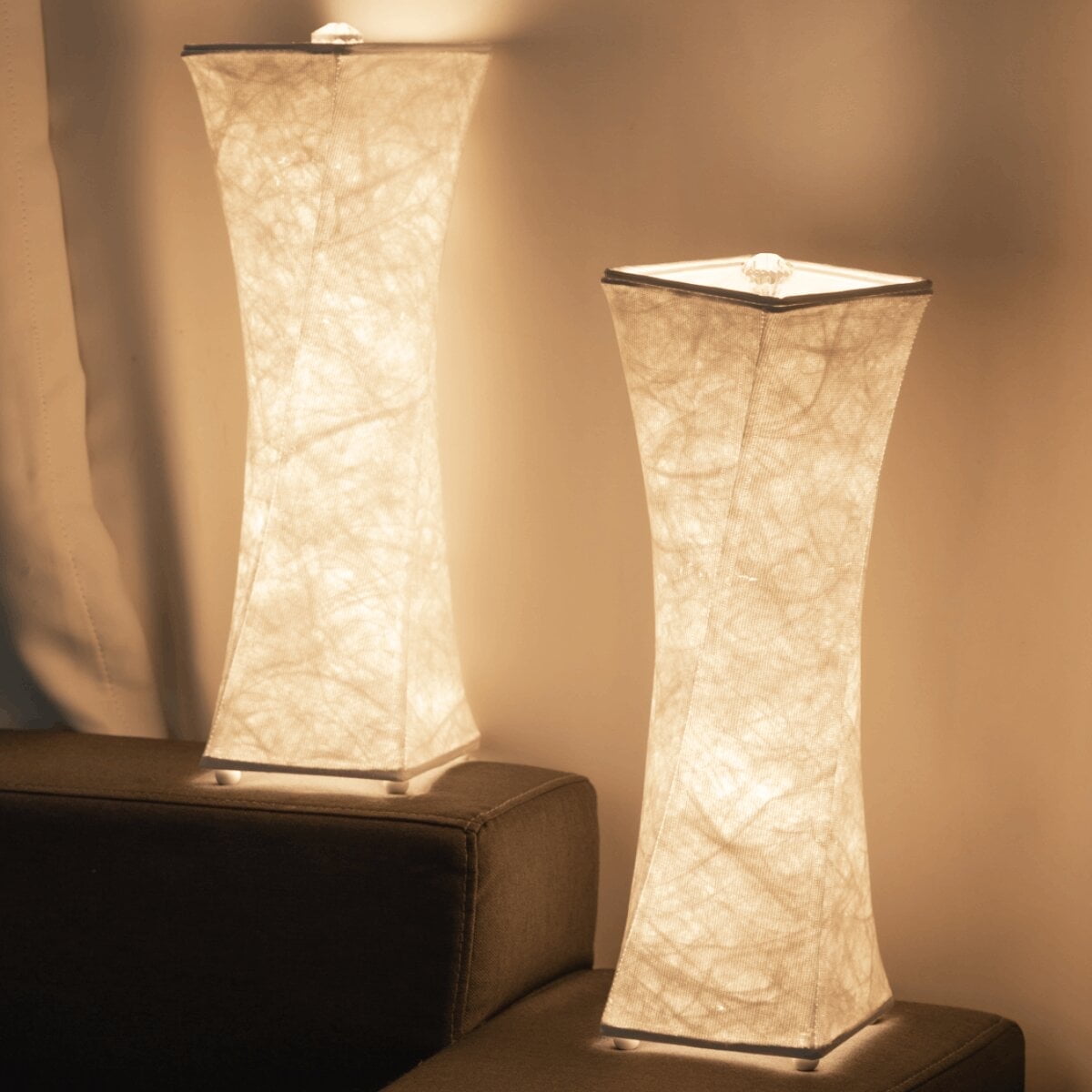 Set of 2 Fabric Table Lamp, Modern Dimmable Nightstand Lamp Bedside ...