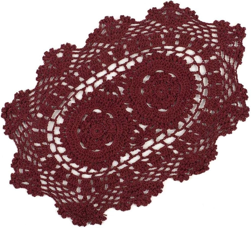 Set of 2 Factory Direct Craft 12" Burgundy Oval Cotton Hand Crocheted ...