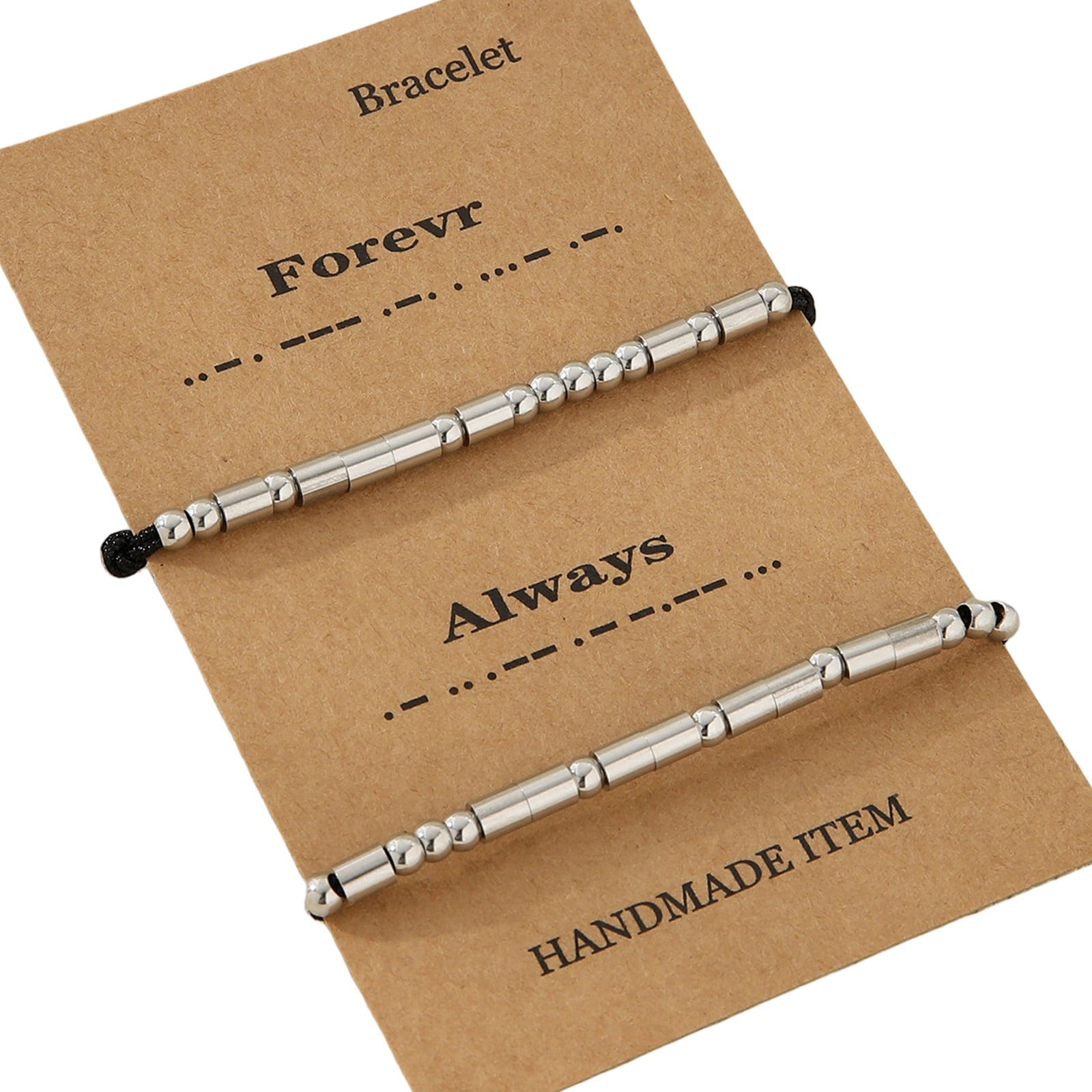 Set of 2 Fashionable Morse Code Couple Bracelets Stainless Steel ...