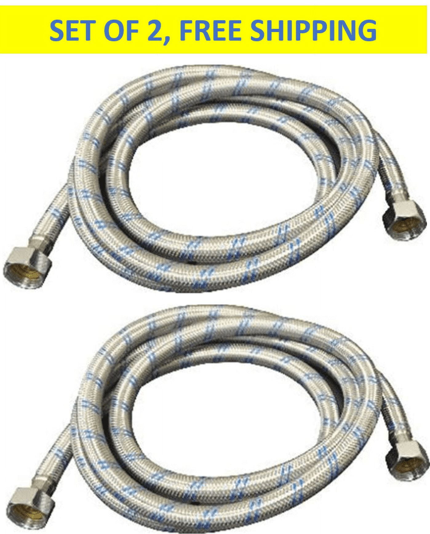Set of 2 Faucet Connector Stainless Steel, Braided 1/2" x 1/2" x 48 ...