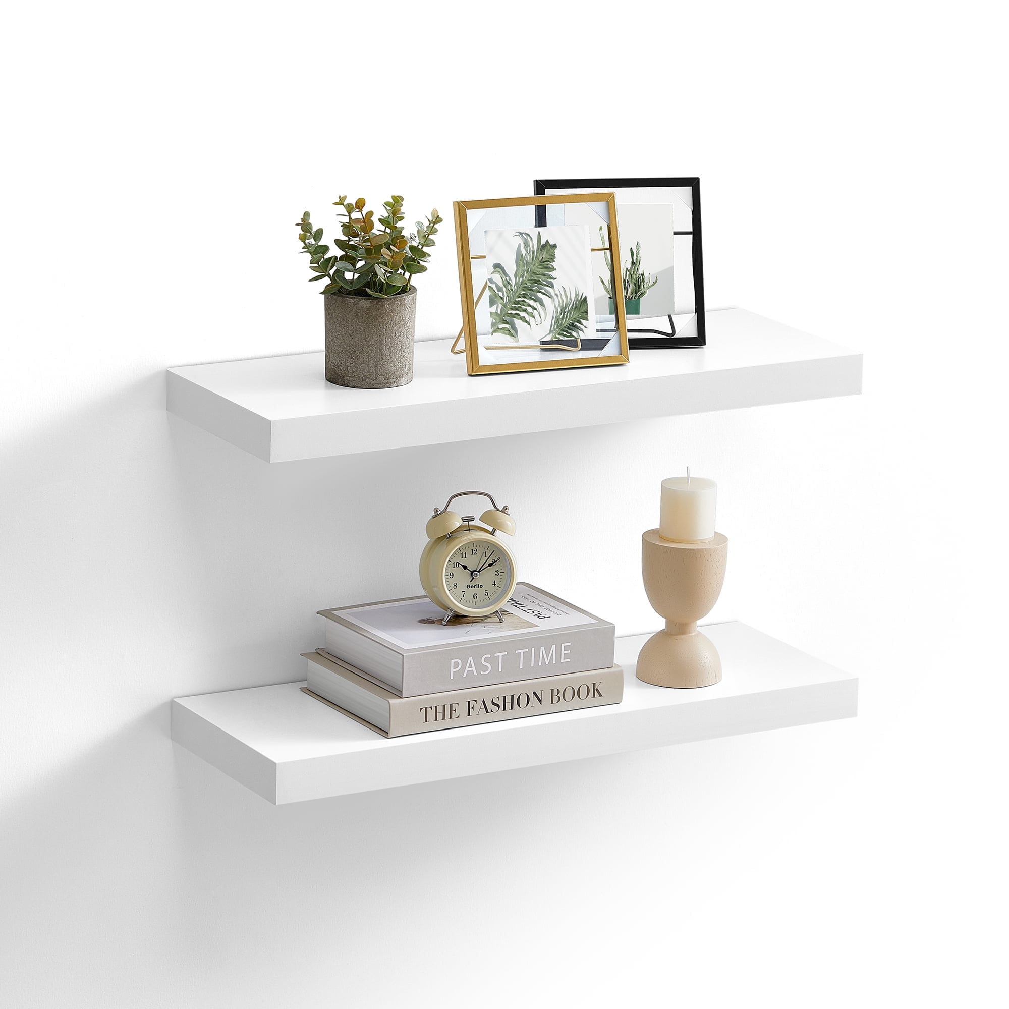 Set of 2 Floating Wall Shelves, White, 8 x 23.6 x 1.5 Inches, Wall ...