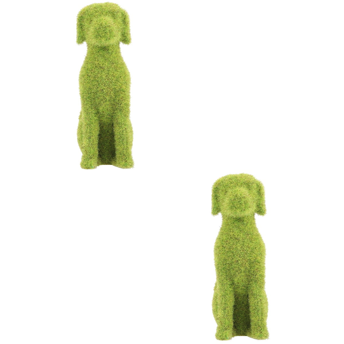 Set of 2 Flocking Animal Decor Large Green Dog Topiary Garden Figurine ...