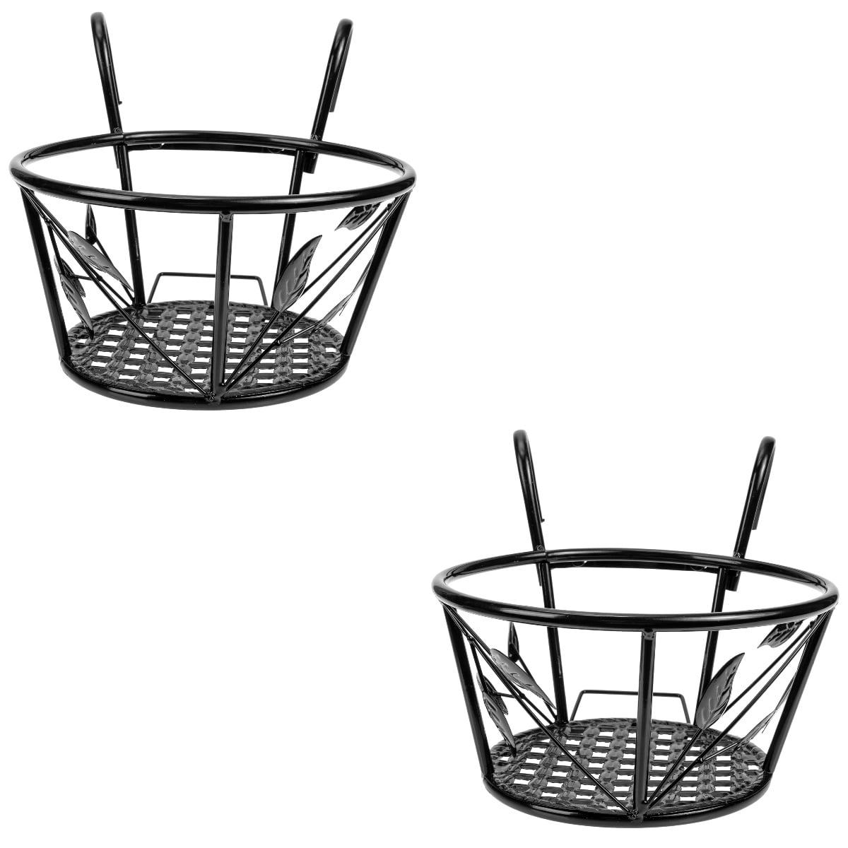 Set of 2 Flower Pot Shelf Bins Organize Basket Dispenser Black ...