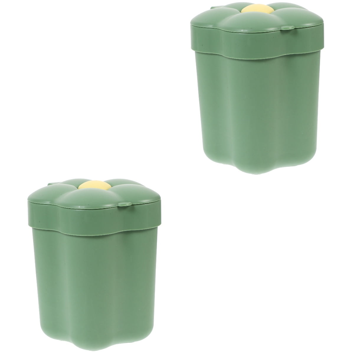 Set of 2 Flower Trash Can with Lid Pink Decor Cans Garbage Office Green ...