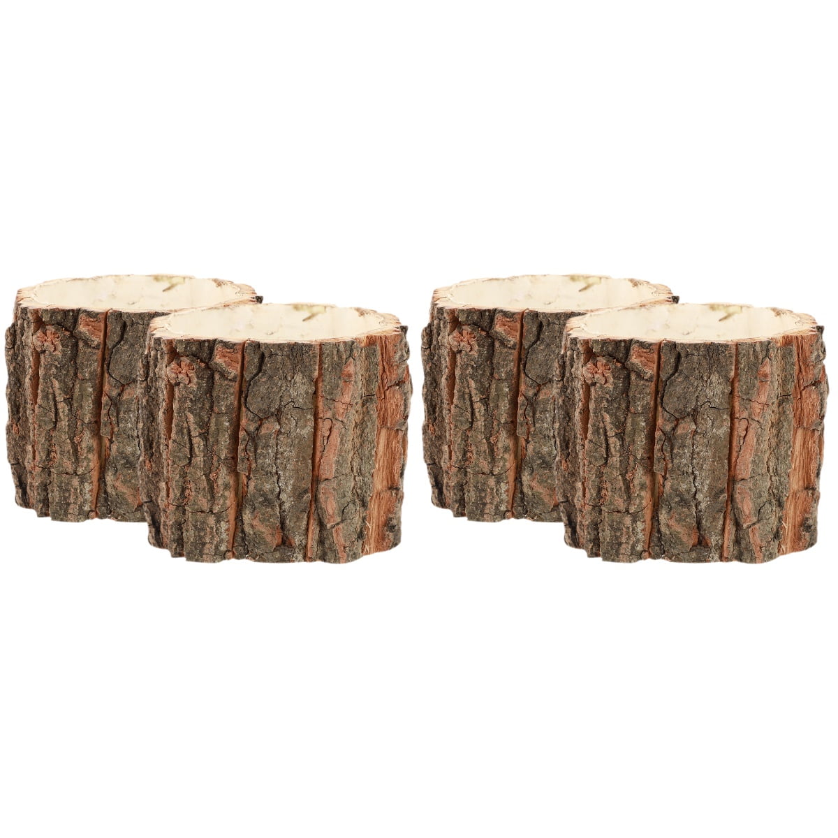 Set of 2 Flower Tree Planter Bark Bucket Classy Flowerpots - Walmart.com