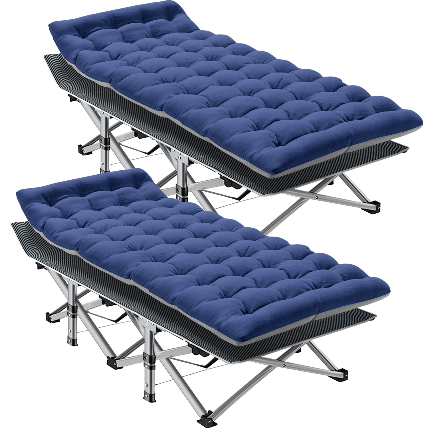 Set of 2 Folding Camping Cot, 75"L x 28"W Tent Cot with 2 Sided ...
