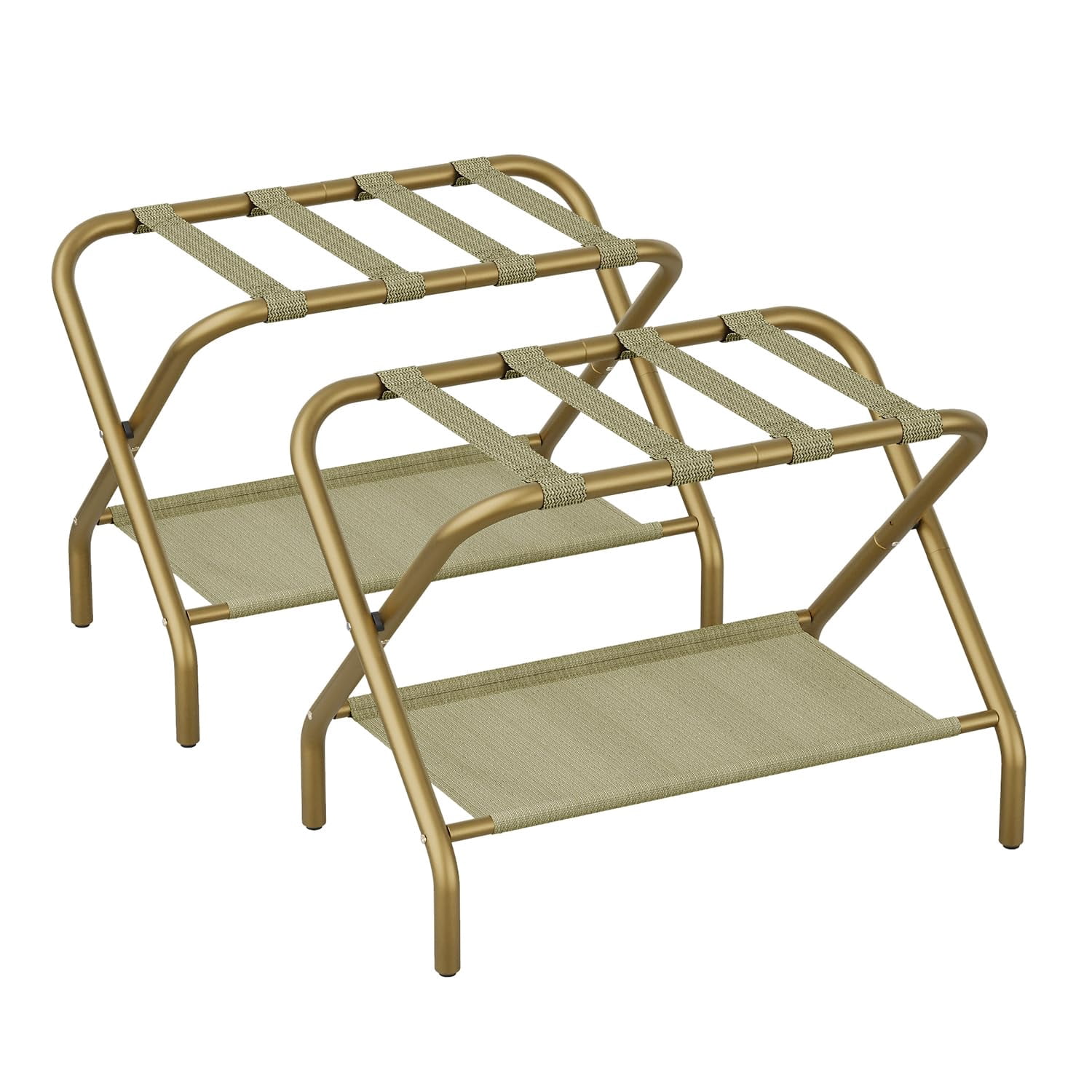 Set of 2 Folding Luggage Racks with Shoe Shelf for Guest Room, Portable ...