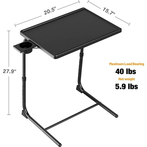 Set of 2 Folding TV Tray Tables, Adjustable TV Dinner Trays with 6 ...