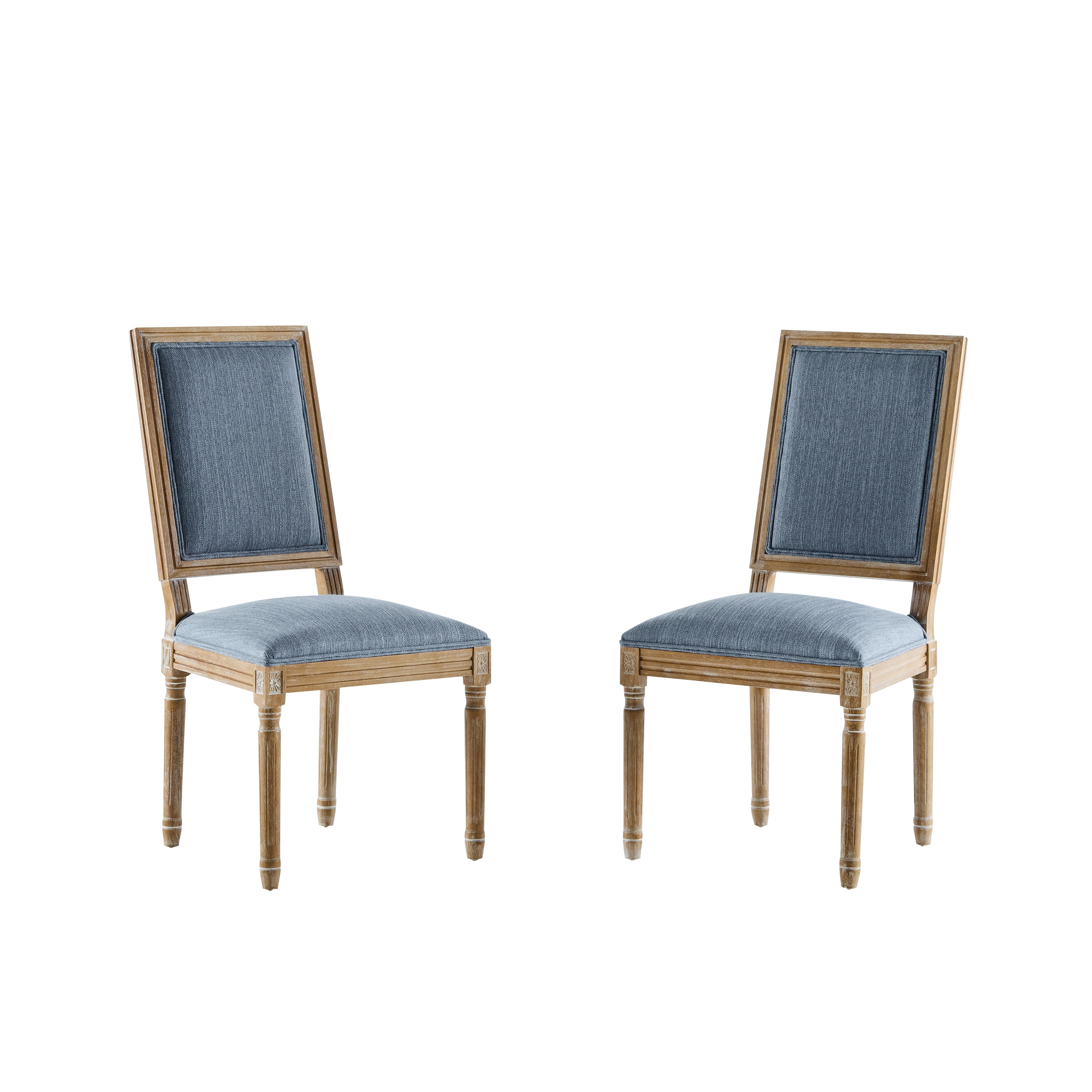Set of 2 French Country Dining Chairs with Cane Backrest & Upholstered ...