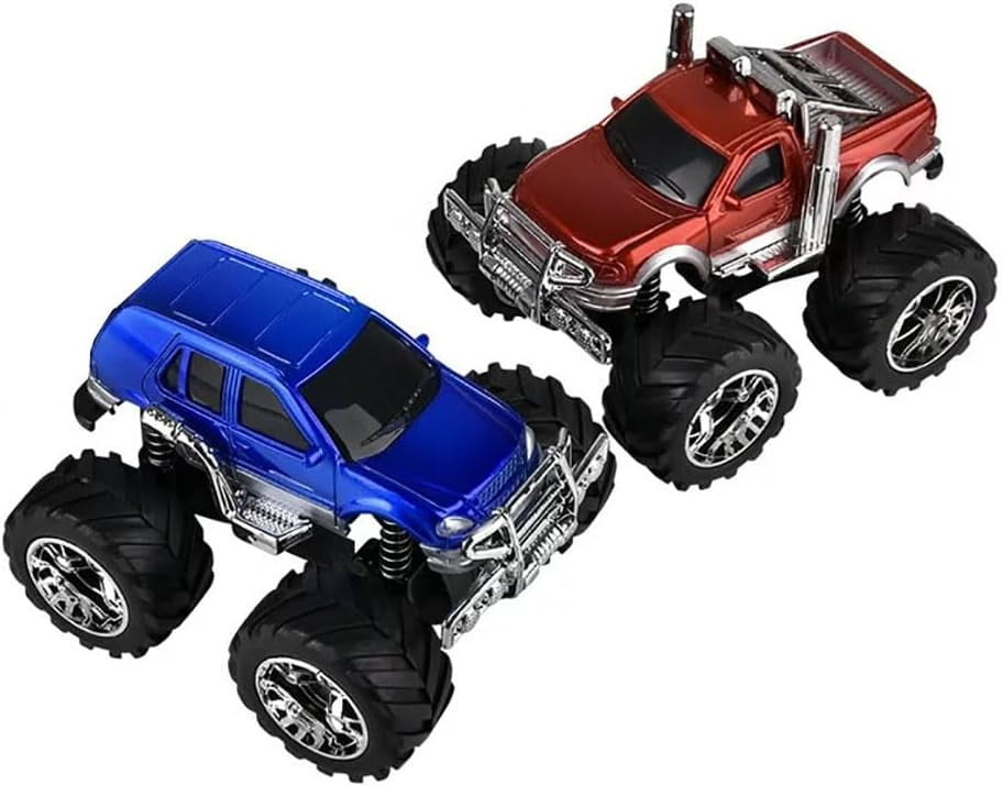 Set of 2 Friction Monster Truck Pull Back Racer Cars - Pullback Toy ...