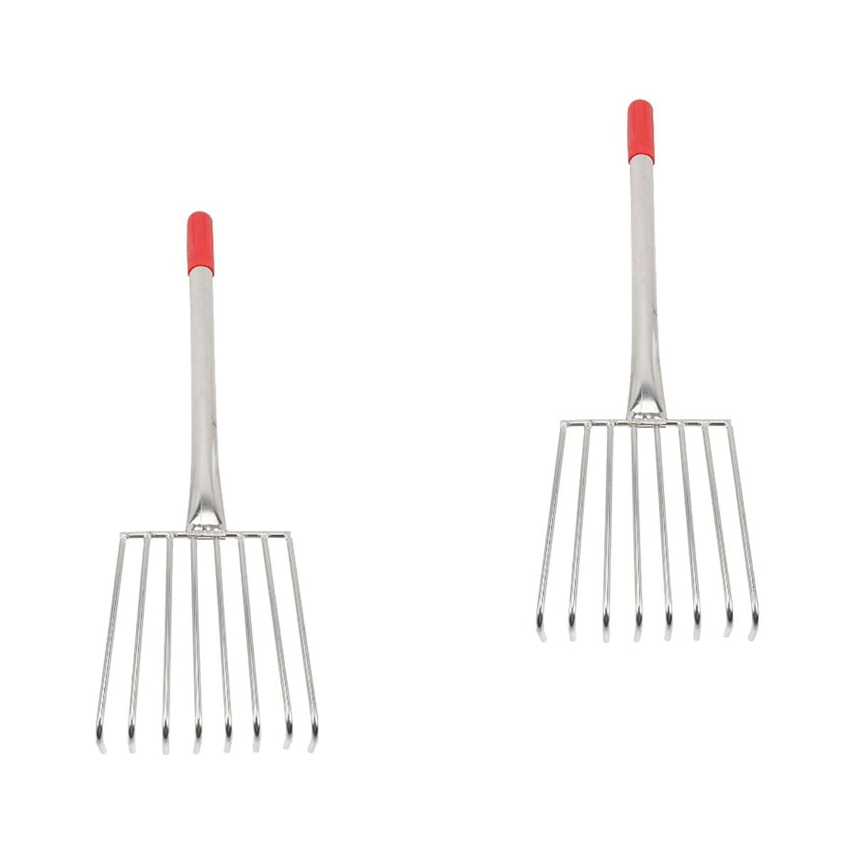 Set of 2 Garden Rake Hand Tool with Rubber Handle Soil Loosening ...