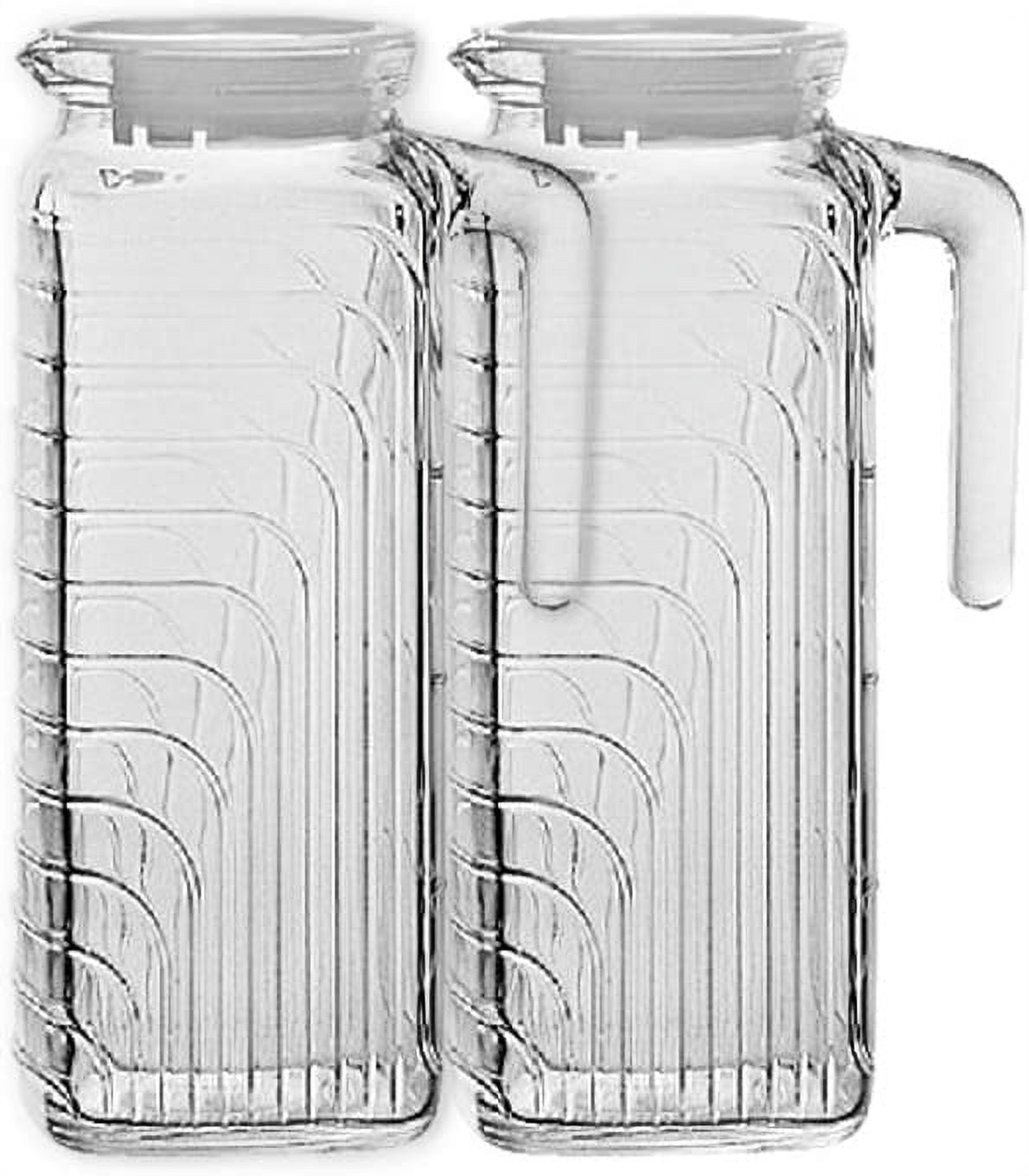 Set of 2 Gelo Jugs with White Lids, 41-Ounce, Side handles, Clear ...