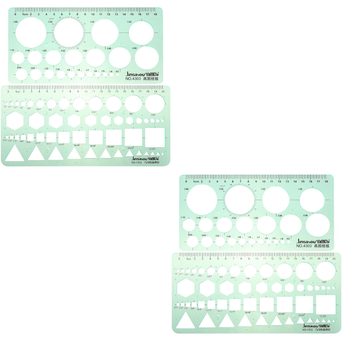 Set of 2 Geometry Measurement Template Drafting Tools Drawing Supplies ...