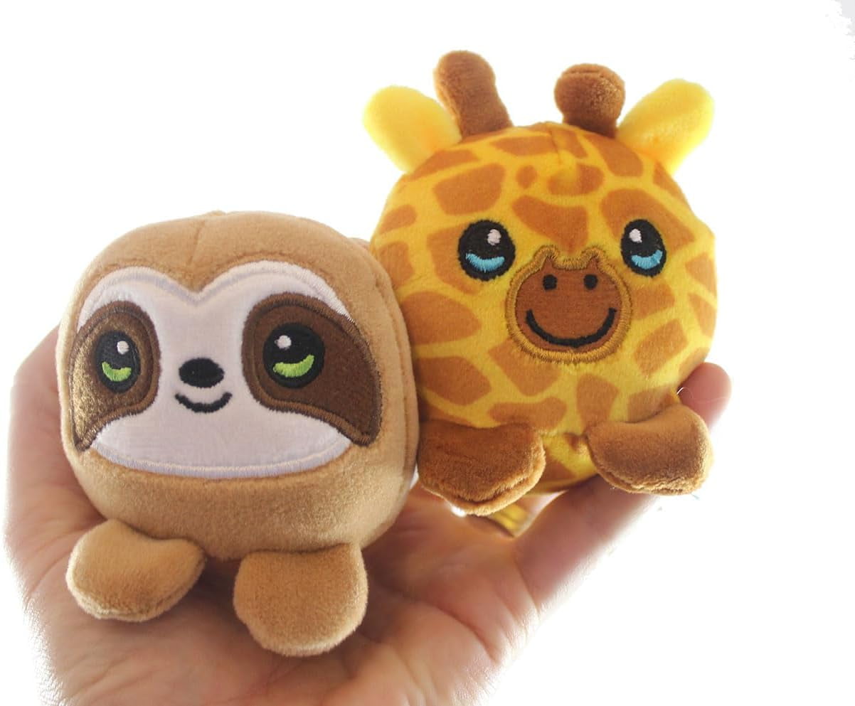Set of 2 - Giraffe and Sloth - Cute Ball Plush Stuffed Animals ...