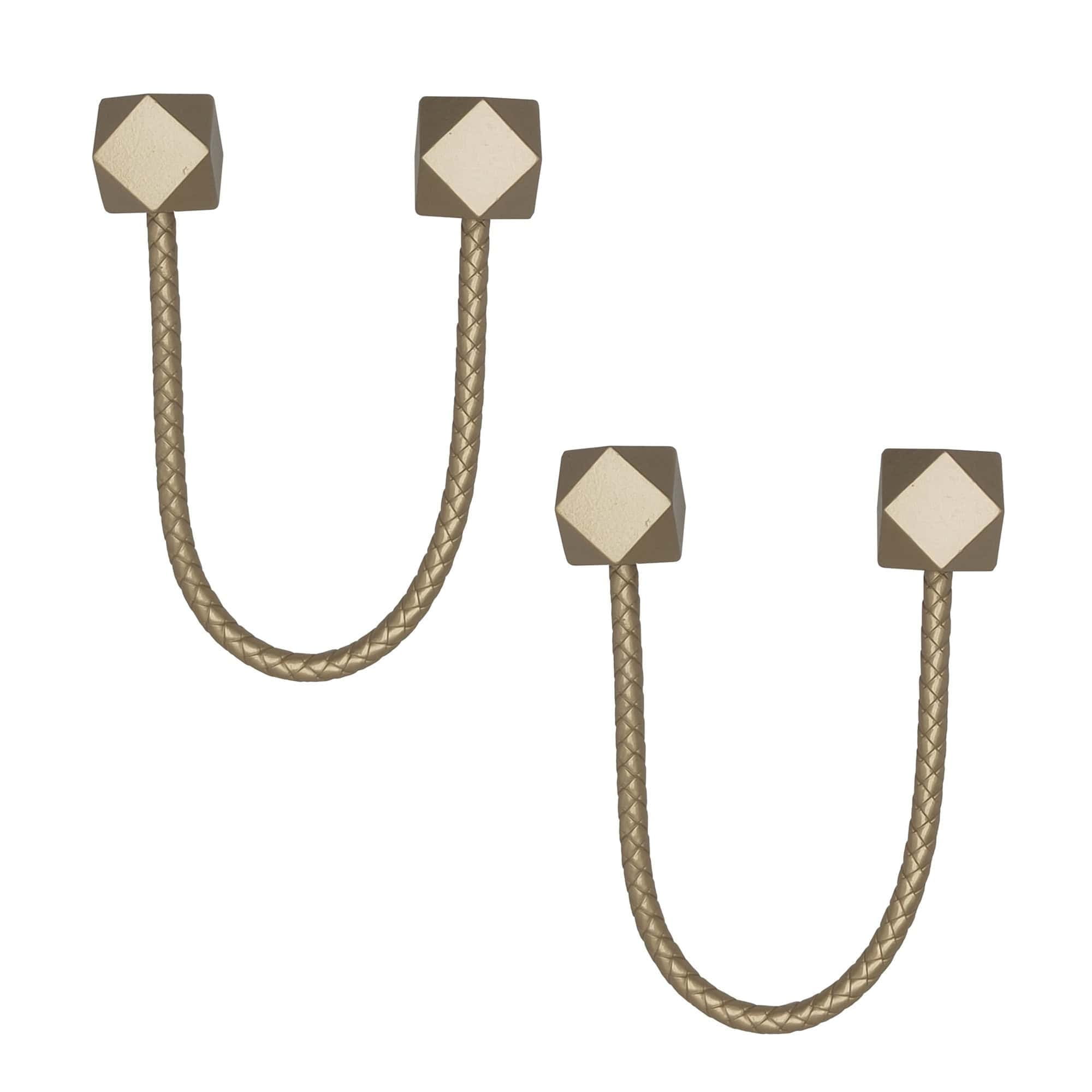 Set of 2 Glamour Gold Tiebacks – Flexible Design with Wooden Tips and ...
