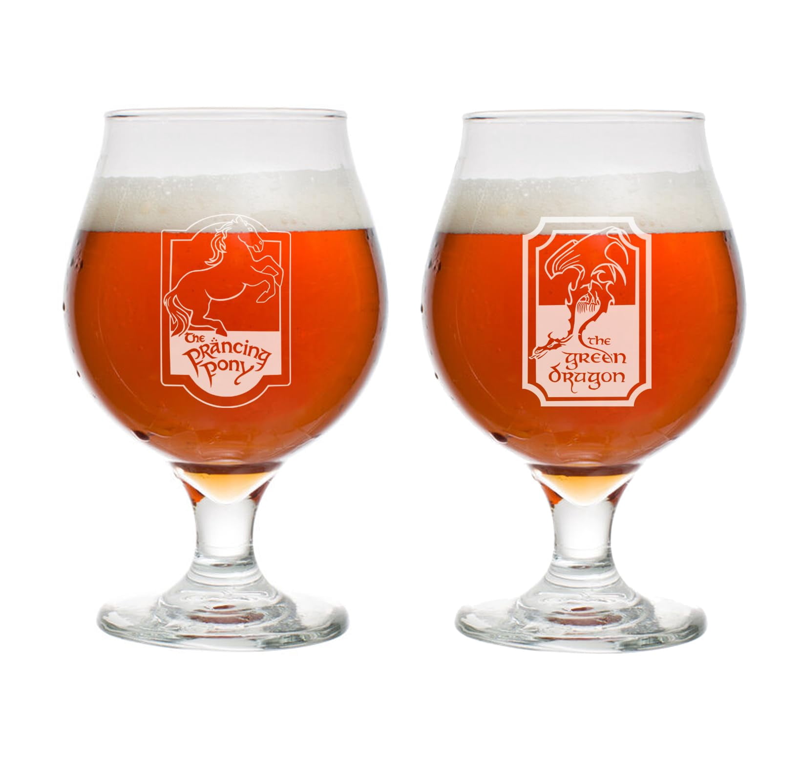 Set of 2 Glass 16 oz Belgian Beer Tulip Stemmed Beer Glass The Prancing ...