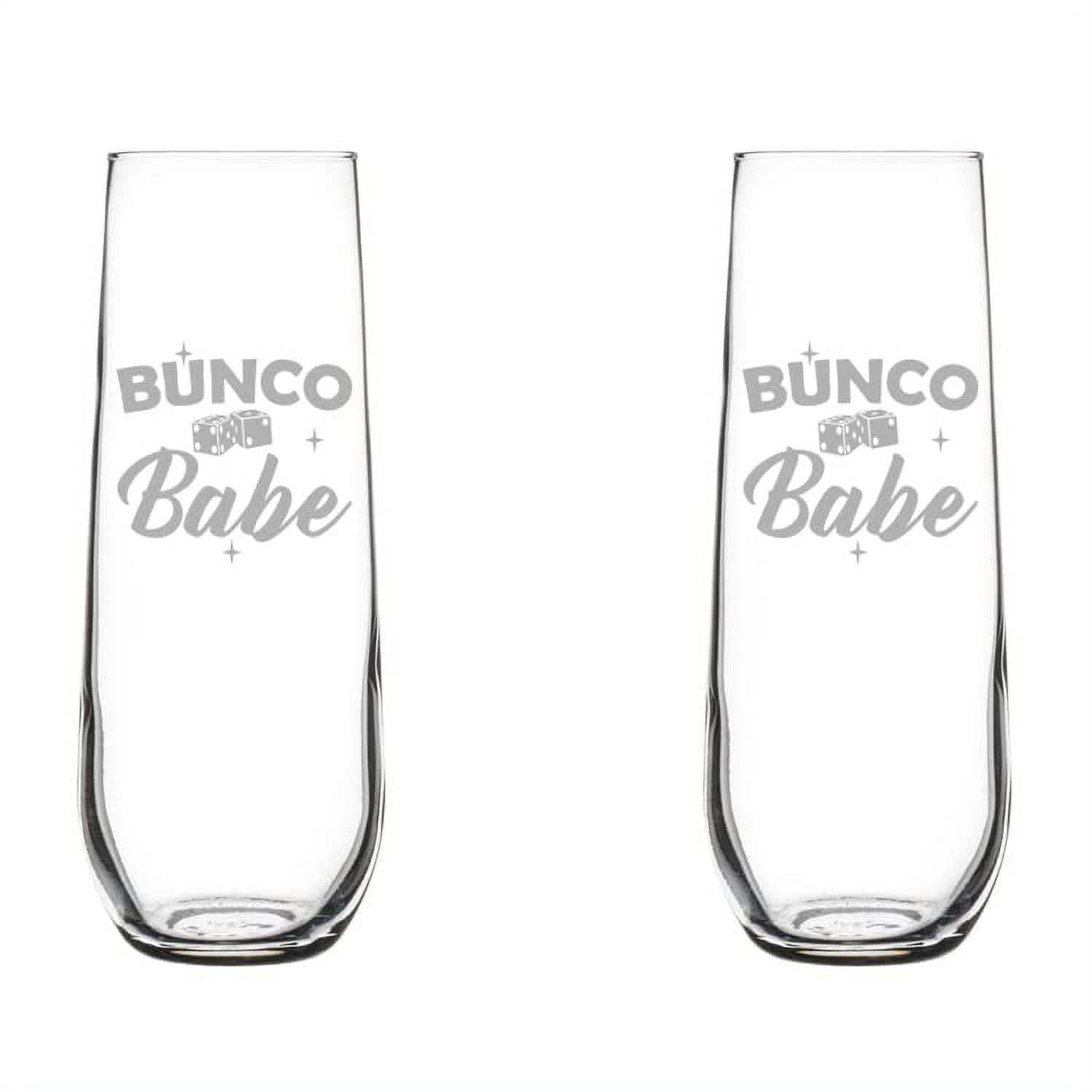 Set Of 2 Glass Champagne Flutes Sparkling Wine Glasses Bunco Babe 8 5